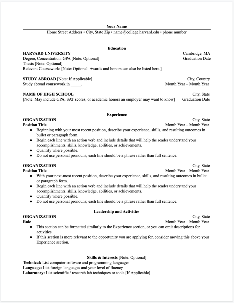 4 CV Templates Used By Harvard And McKinsey Graduateships